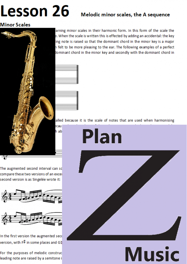 Saxophone Lesson 26: Melodic minor scales, the A sequence - Plan Z Music
